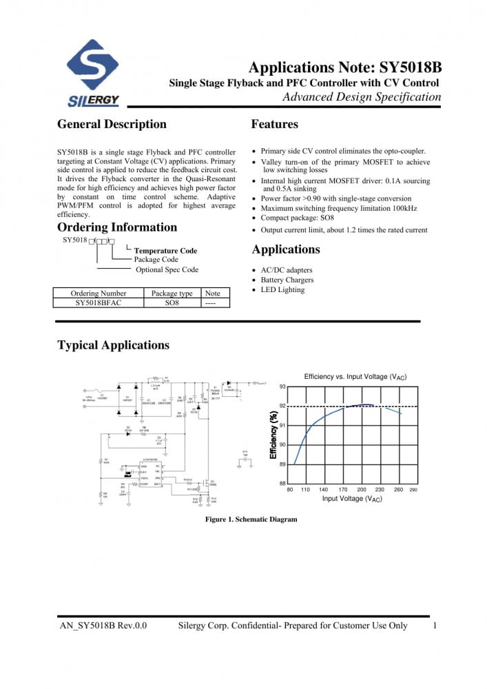 SY5018B datasheet page 1