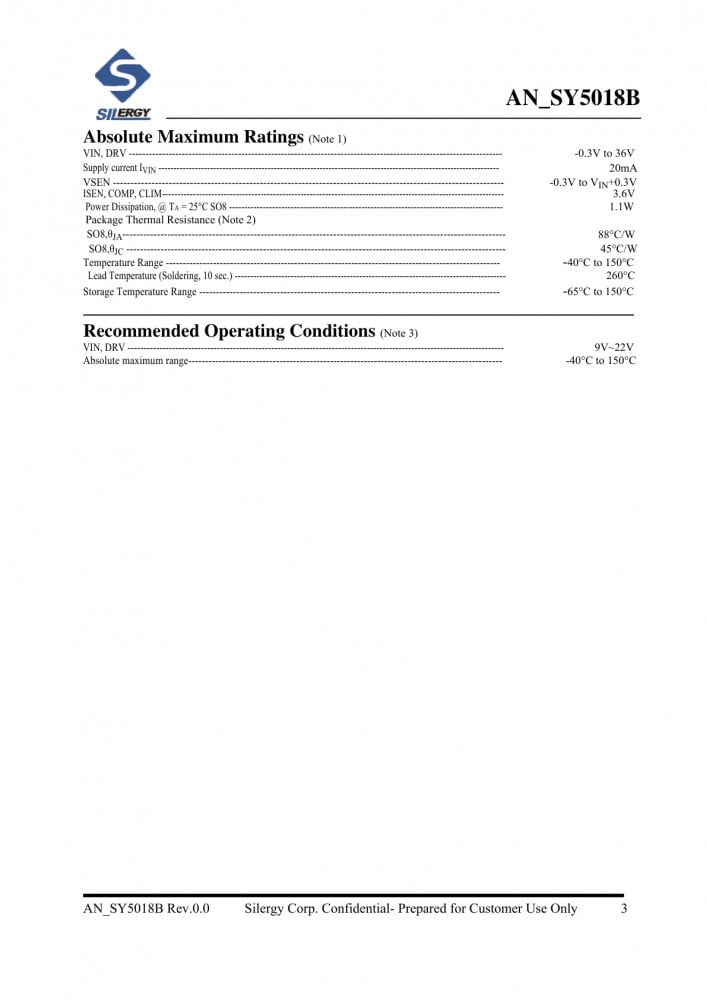 SY5018B datasheet page 3