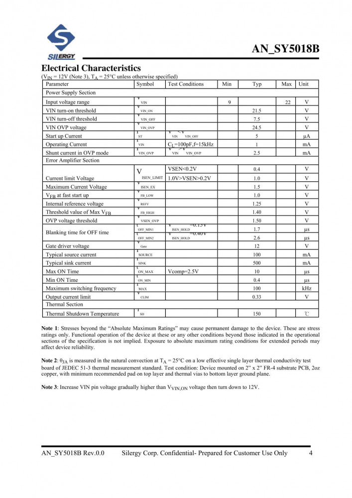 SY5018B datasheet page 4