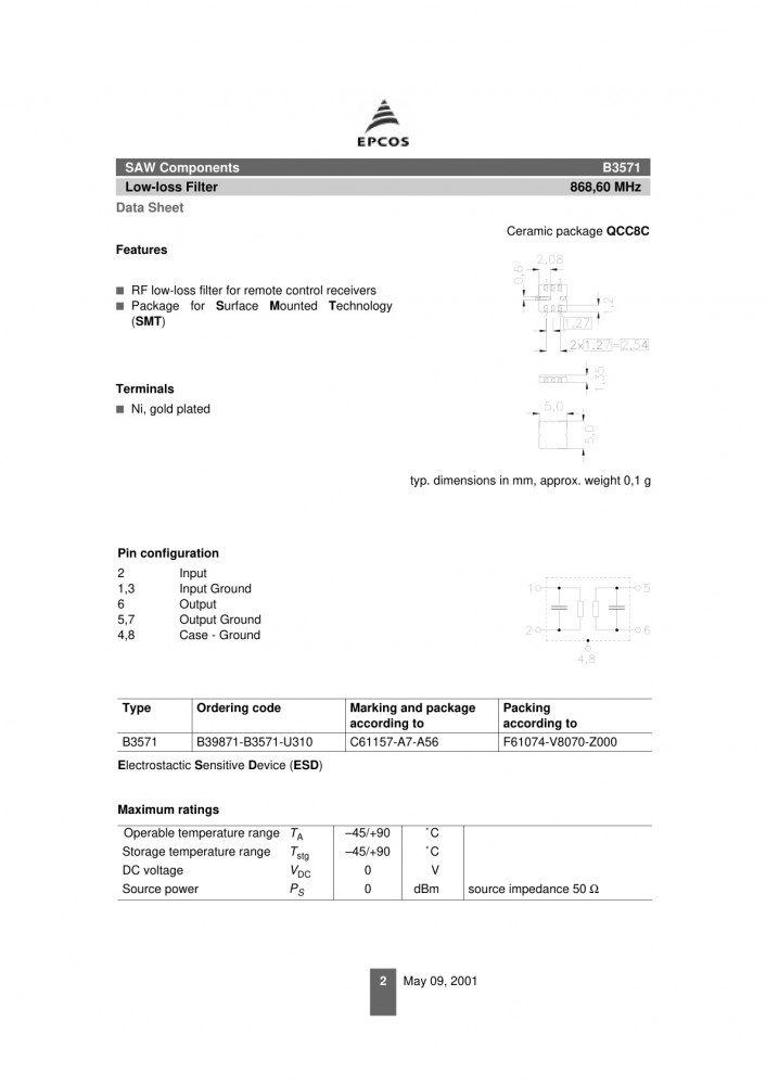 B3571 data sheet page 2