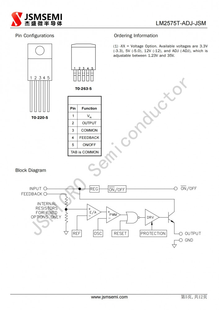 LM2575T-ADJ-JSM datasheet page 5