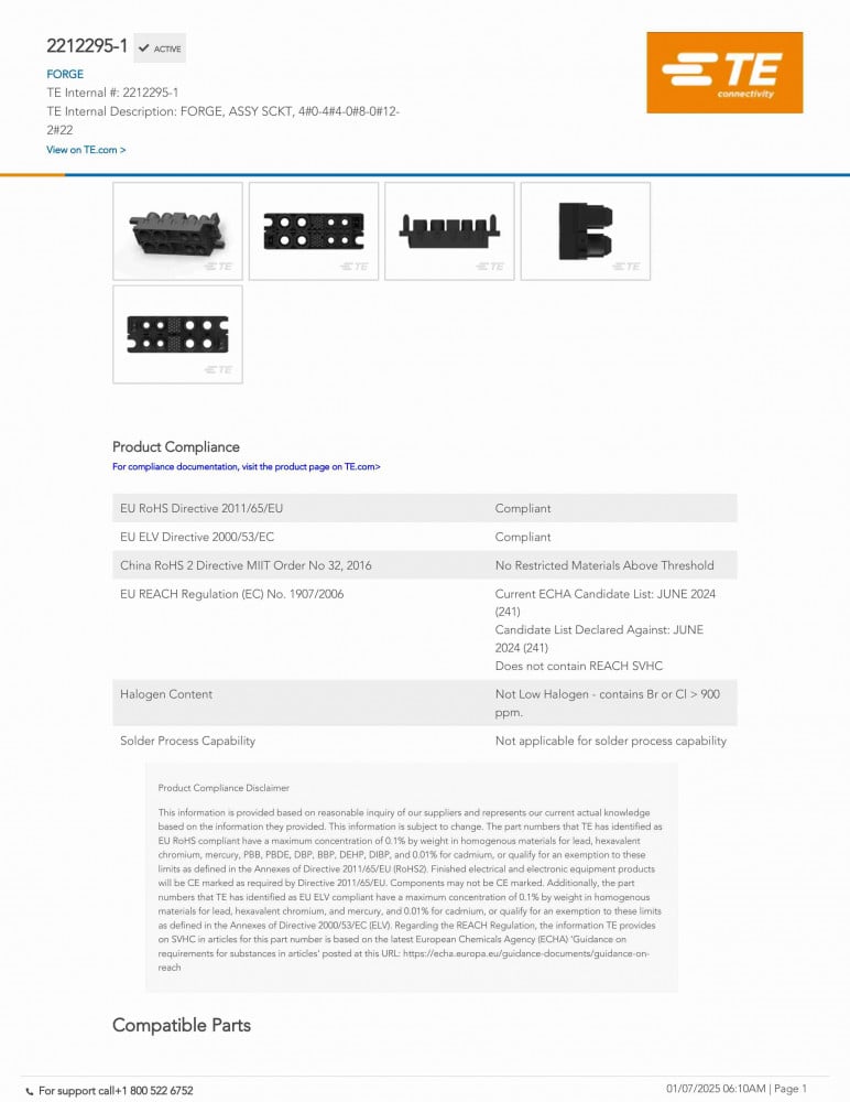 TE Connectivity FORGE documentation page 1