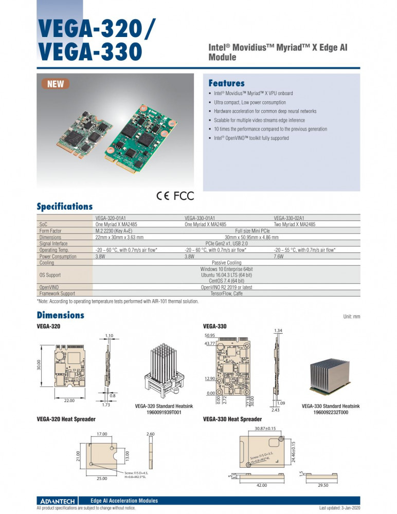 VEGA-320 and VEGA-330 product document, page 1