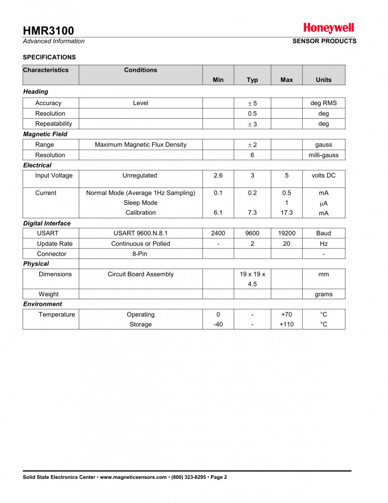 HMR3100 document page 2