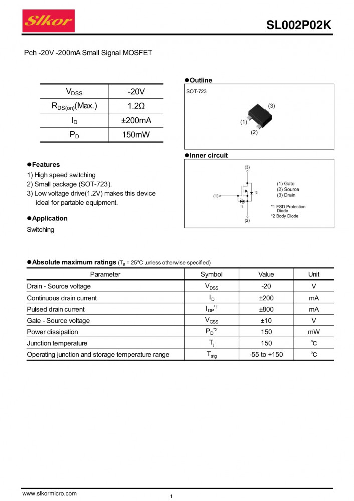 SL002P02K datasheet page 1