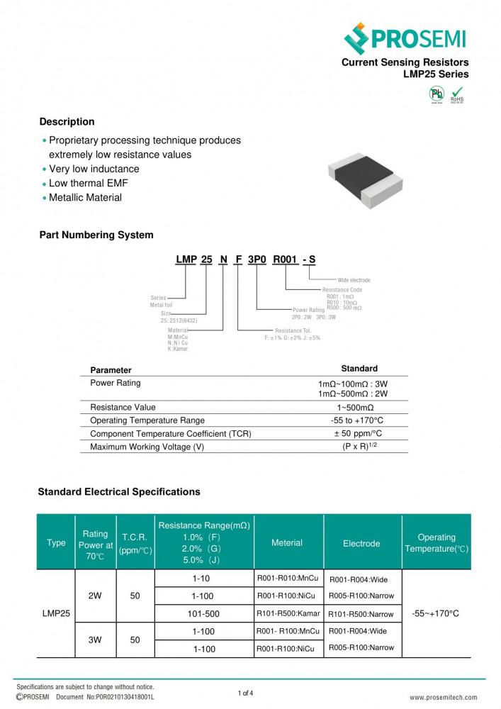LMP25 datasheet page 1
