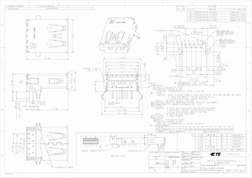 TE Connectivity 1932258-1 technical document preview
