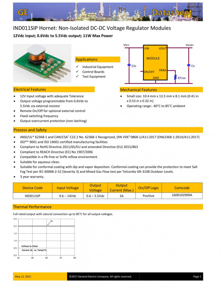 IND011SIP datasheet page 1