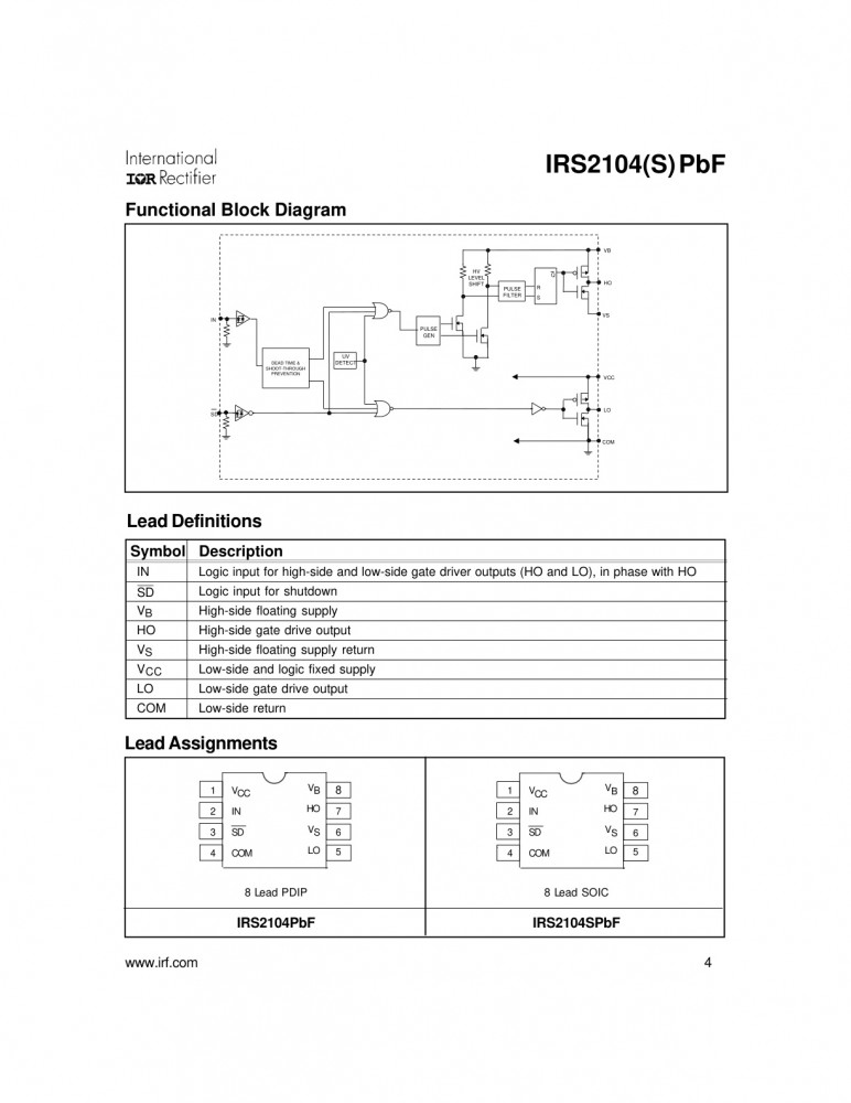 IRS2104STRPBF datasheet page 4
