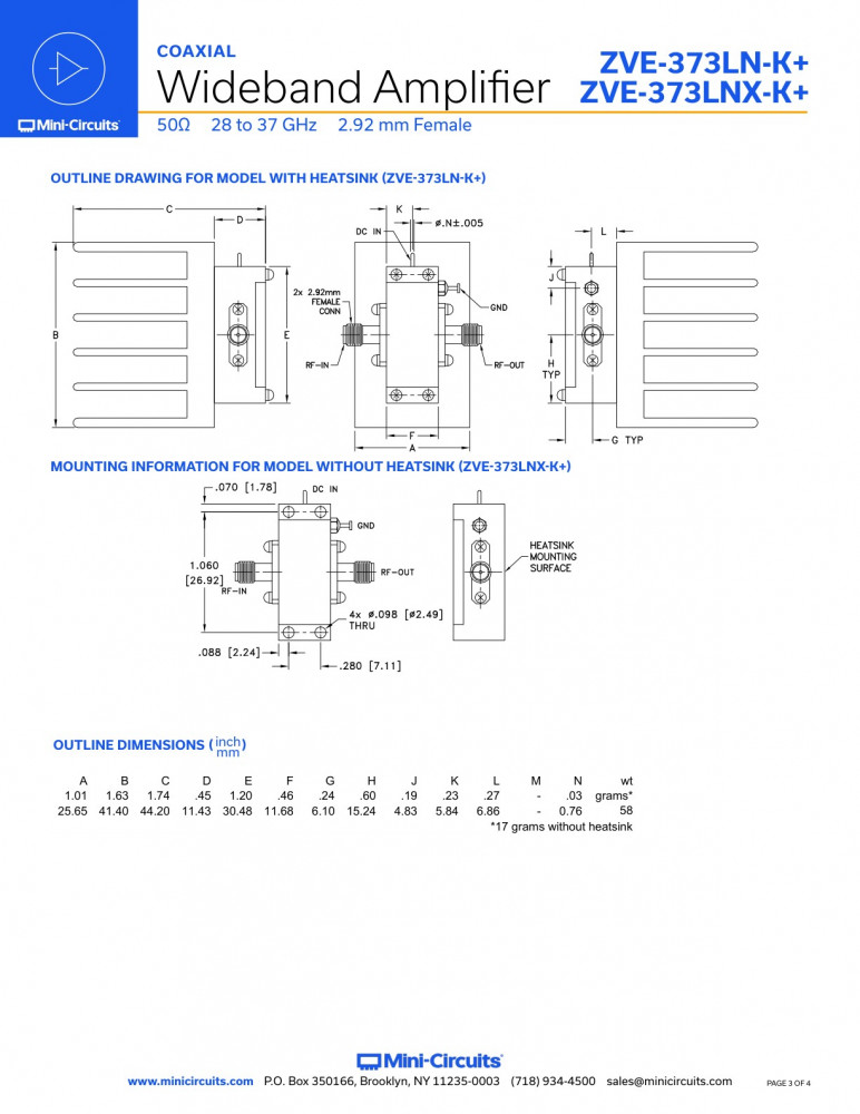 ZVE-373LN-K+ technical document page 3