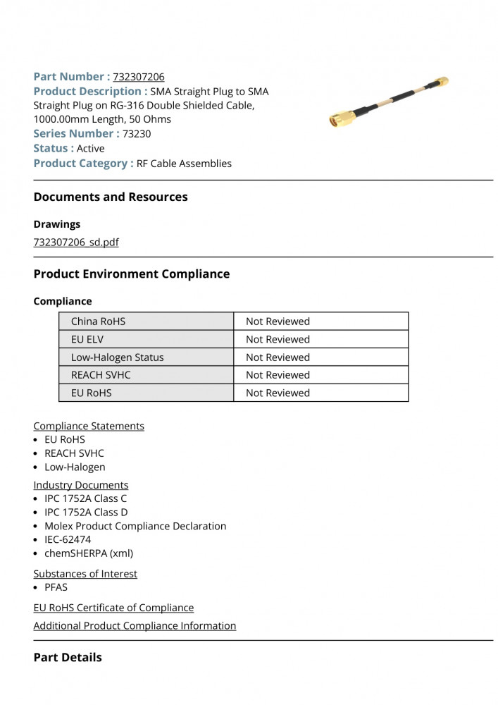 MOLEX 732307206 technical drawing, page 1