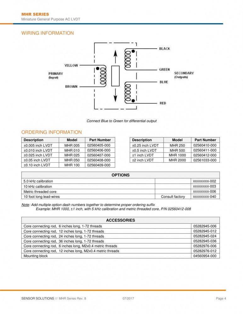TE Connectivity MHR LVDT datasheet page 4