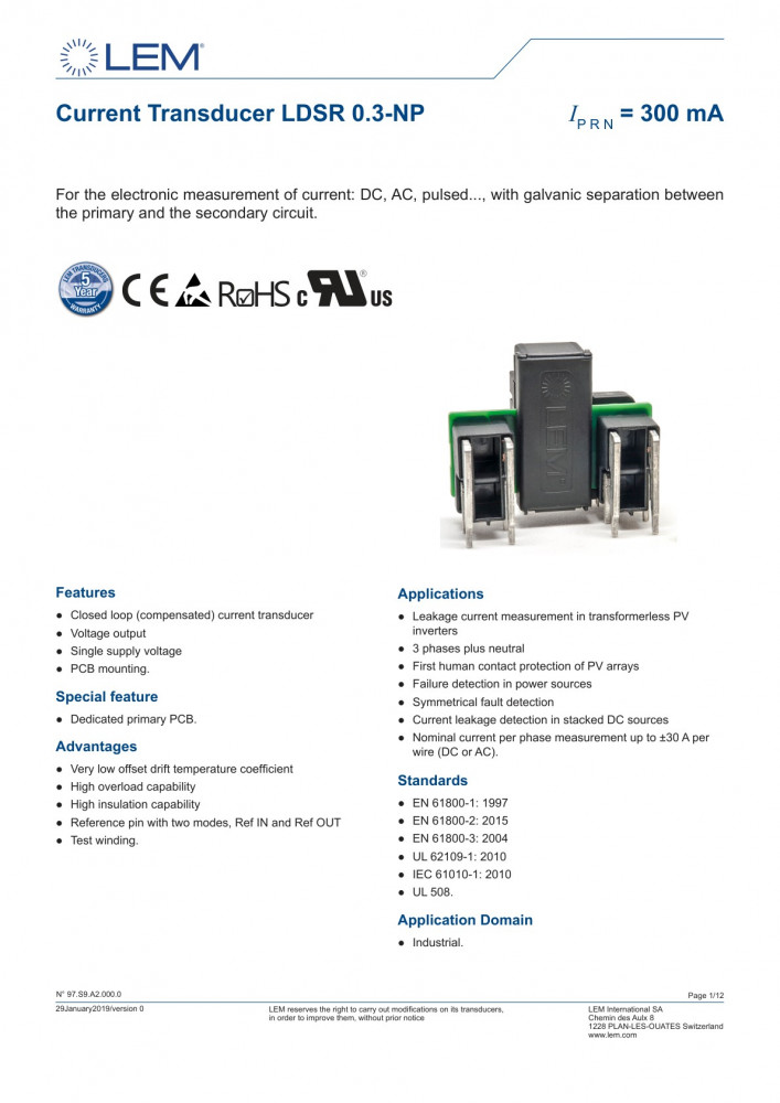 LDSR 0.3-NP datasheet page 1
