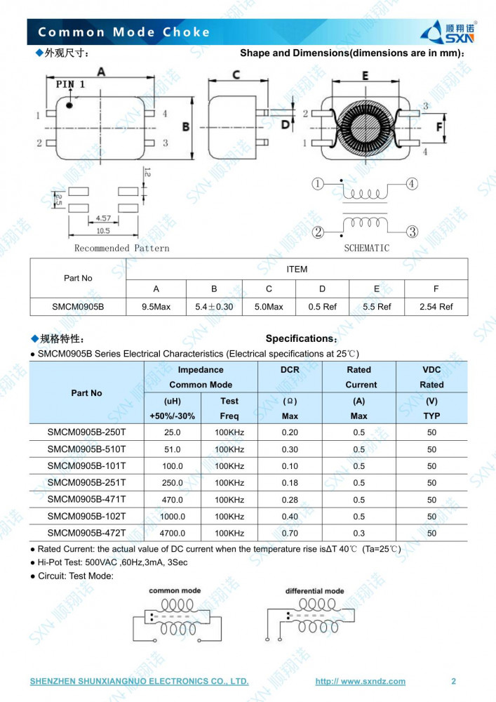 SMCM0905B-250T technical document page 2