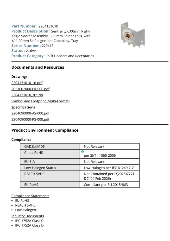 MOLEX 2204131010 technical document image 1