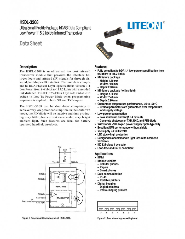HSDL-3208 datasheet page 1