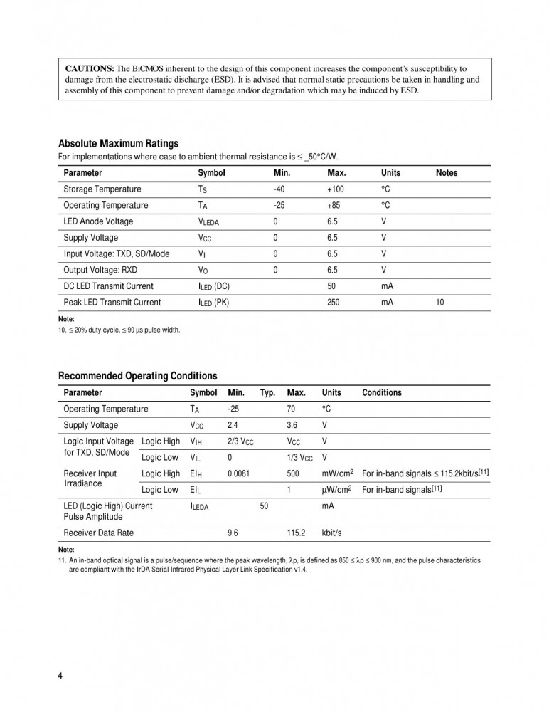 HSDL-3208 datasheet page 4