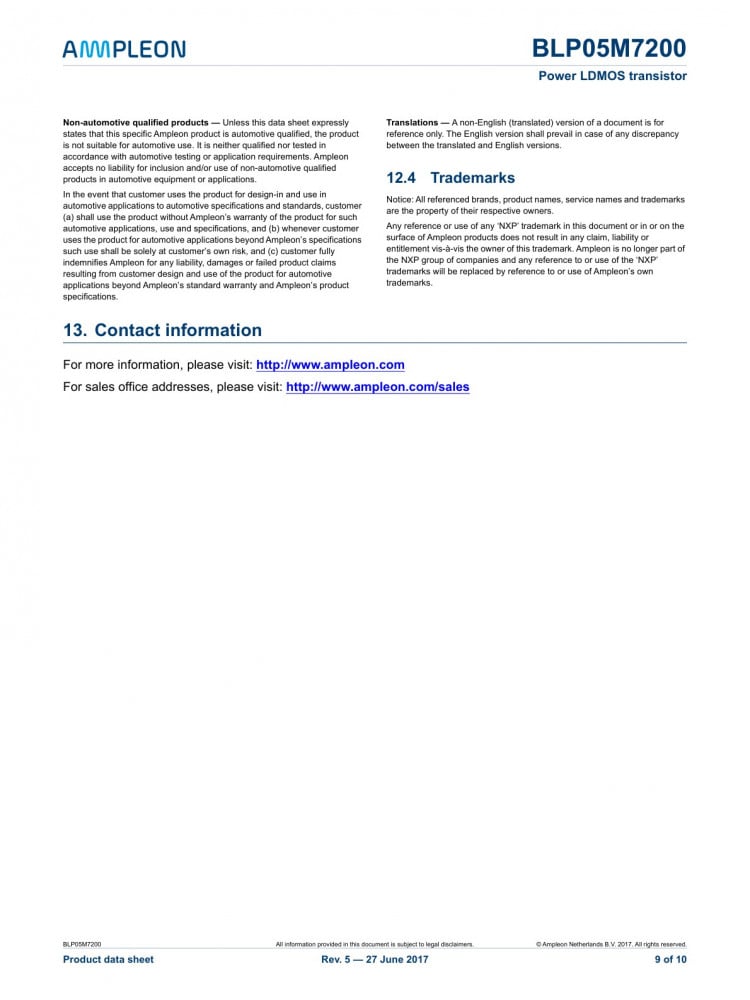 BLP05M7200Y datasheet page 9