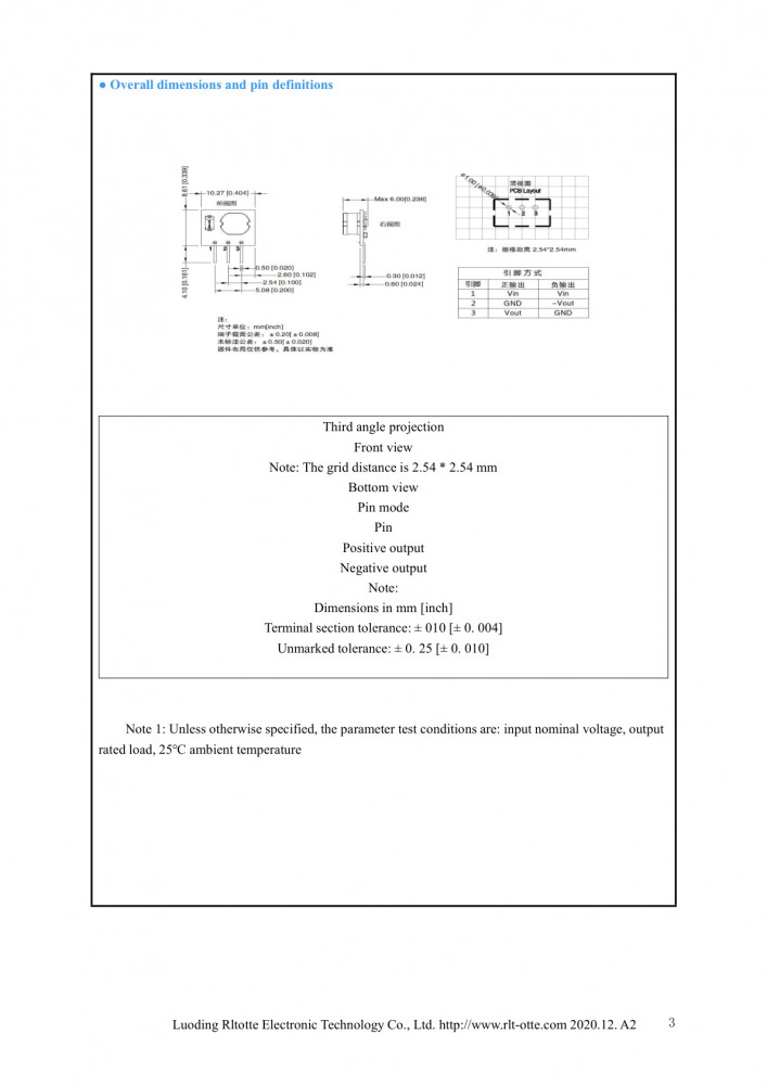 K7812-500R3-LB dimensions and pin definitions