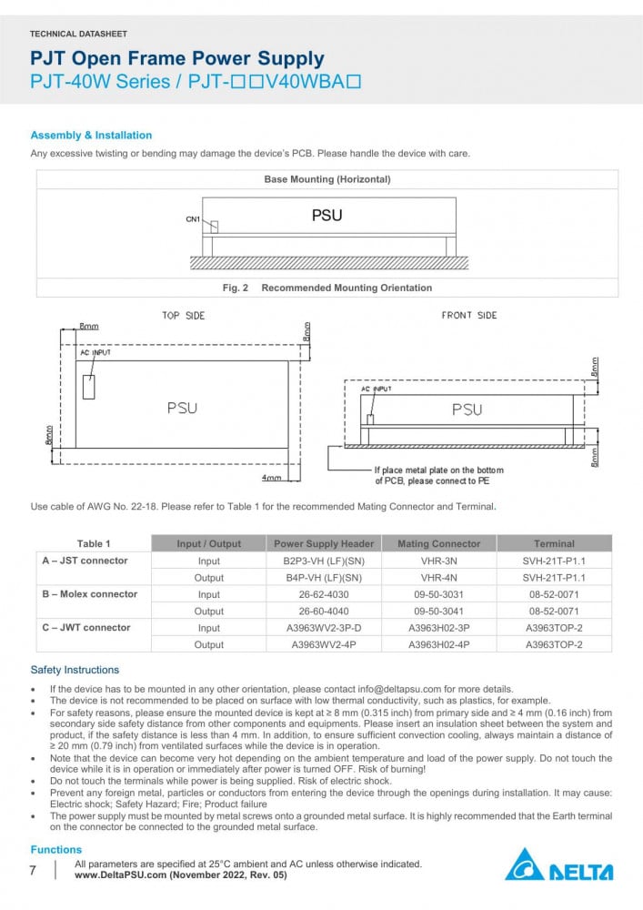 PJT-12V40WBAA datasheet page 7