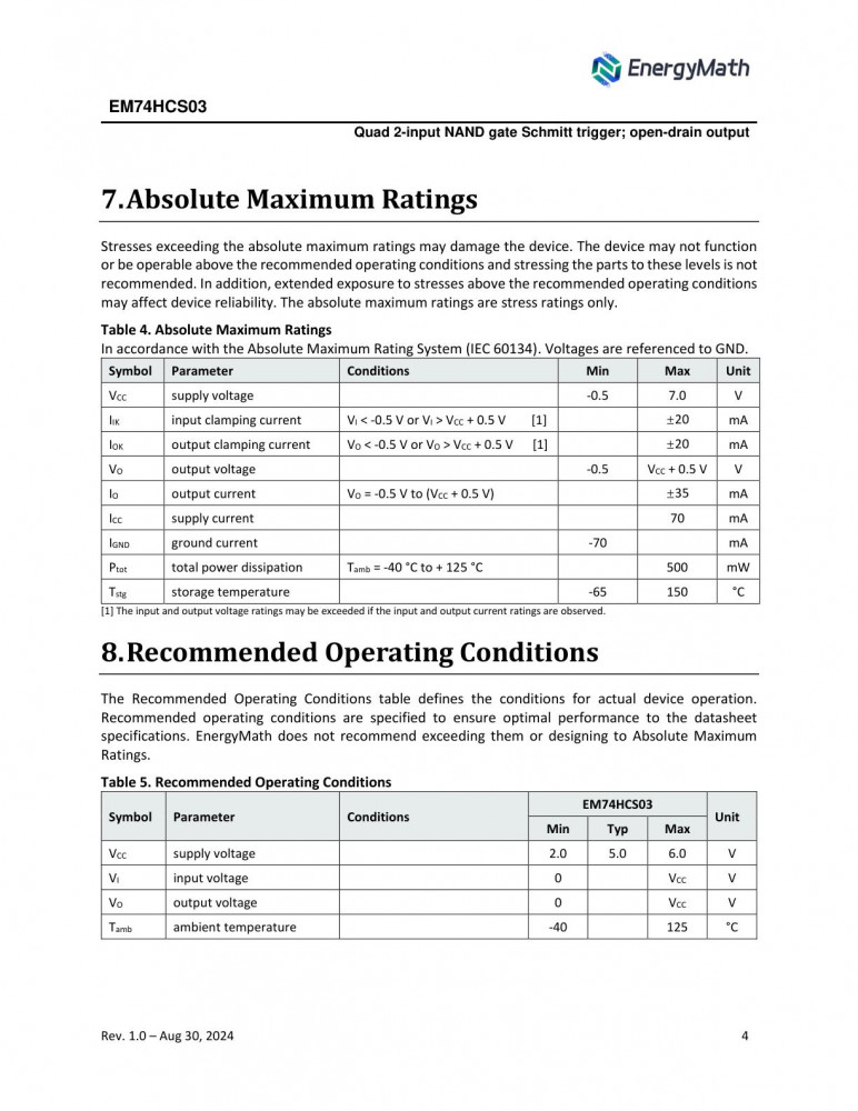 EM74HCS03PW datasheet page 4