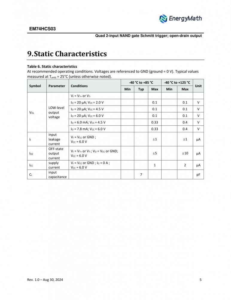 EM74HCS03PW datasheet page 5