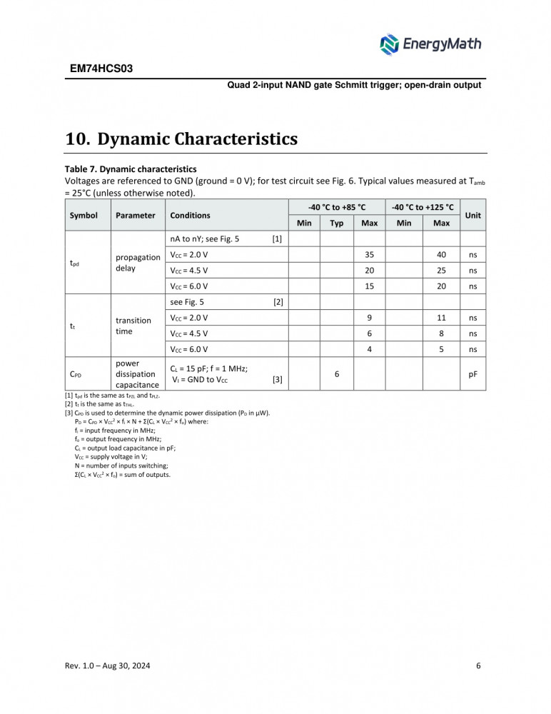 EM74HCS03PW datasheet page 6