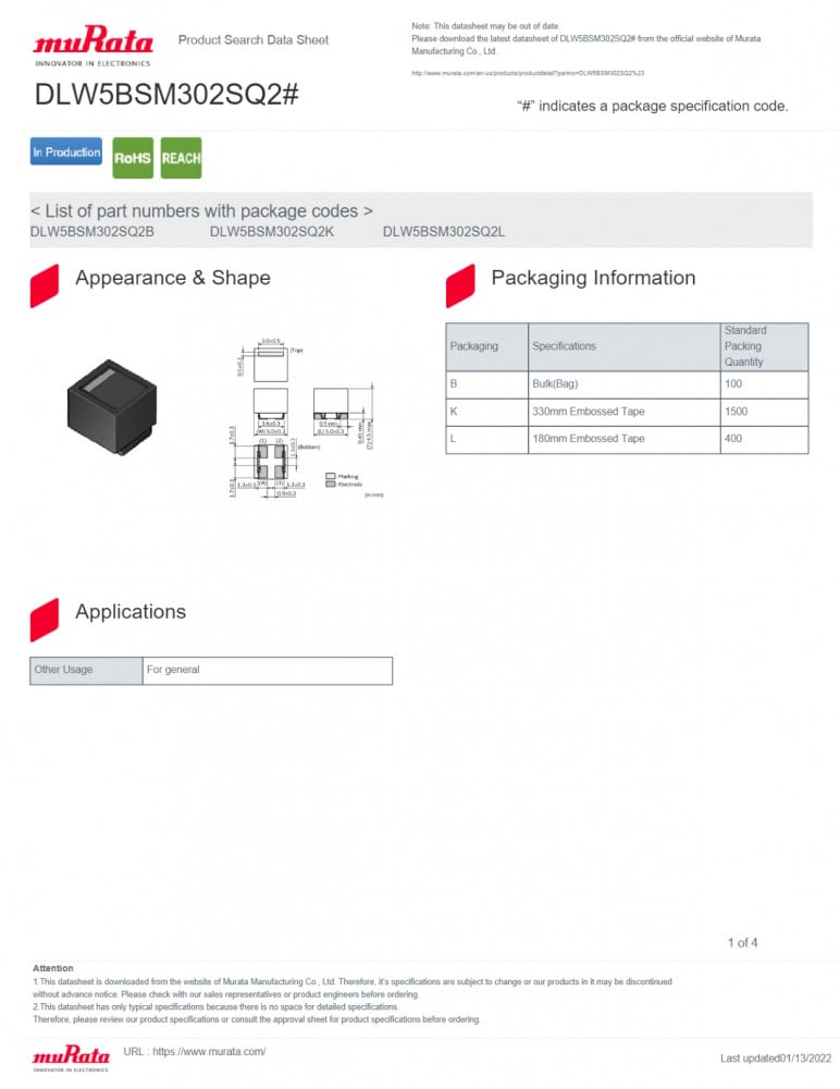 DLW5BSM302SQ2L datasheet page 1