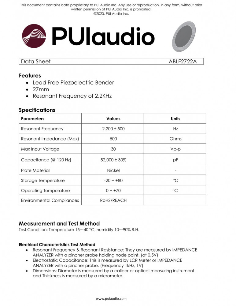 ABLF2722A datasheet page 1