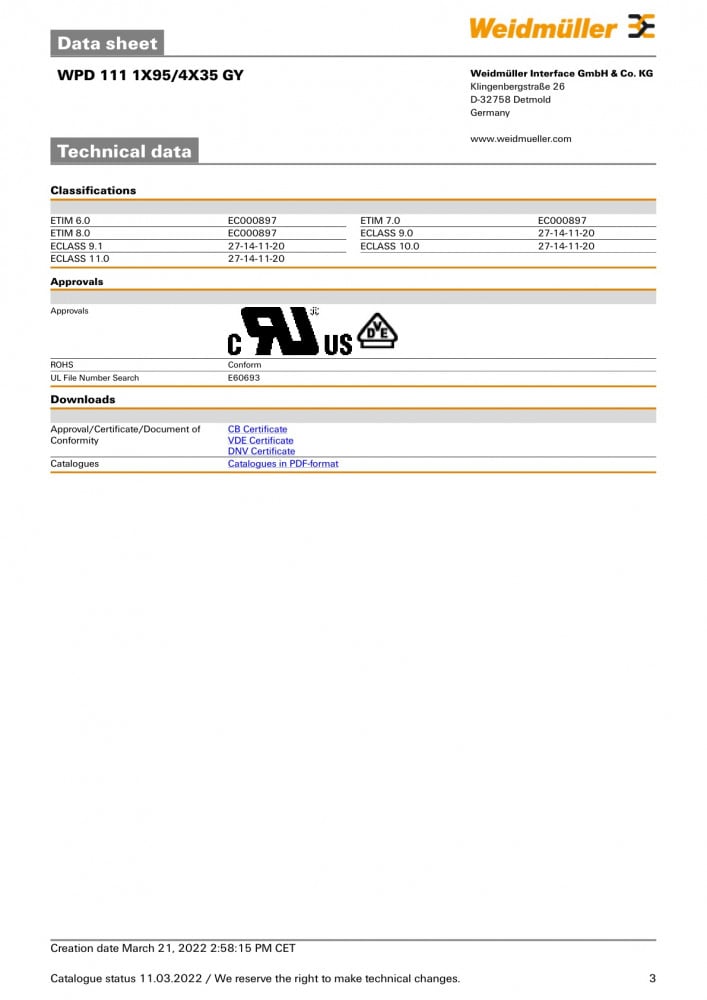 WEIDMULLER WPD 111 product documentation page 3