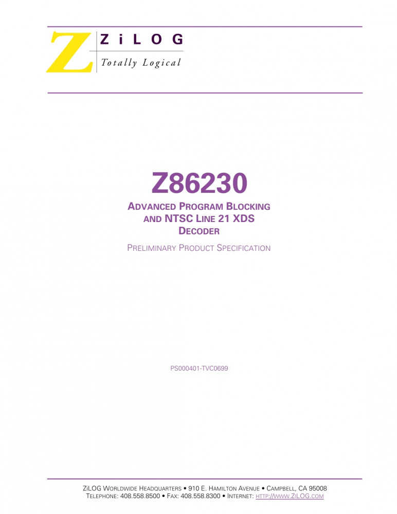 Z86230 specification page 1