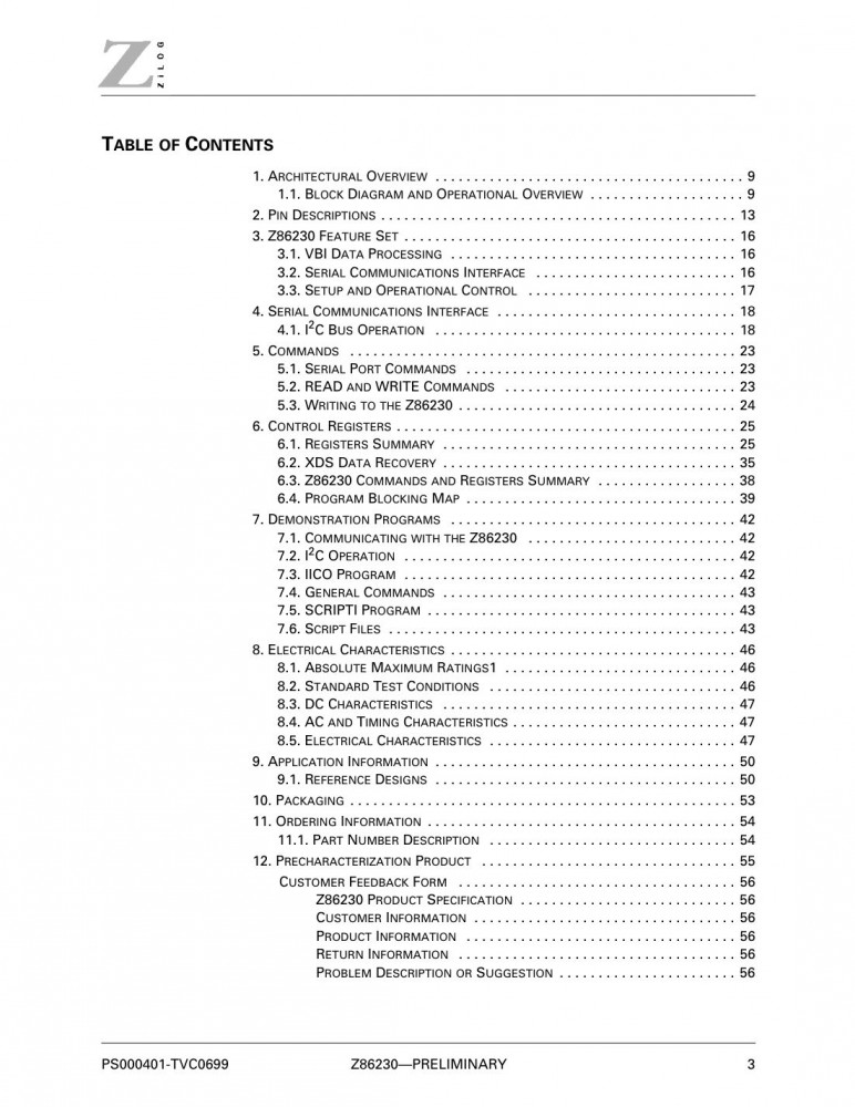 Z86230 specification page 3