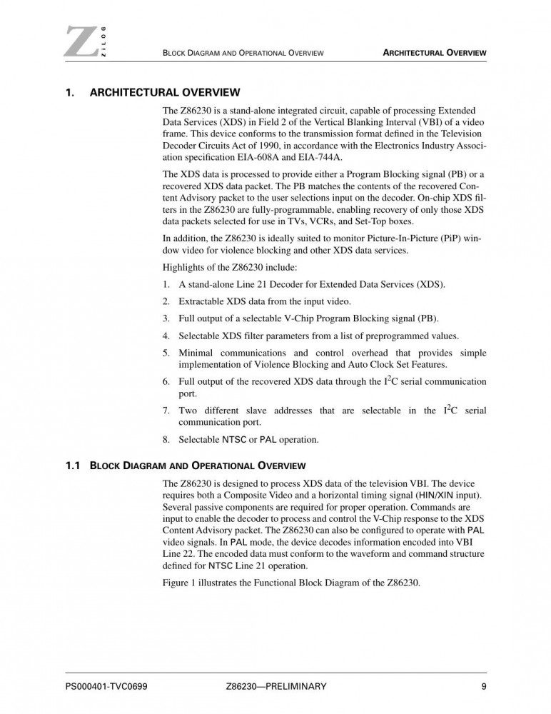Z86230 specification page 9
