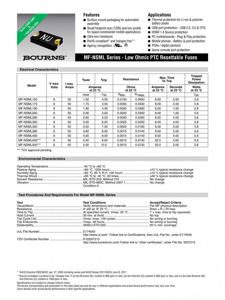 MF-NSML500-2 datasheet page 1