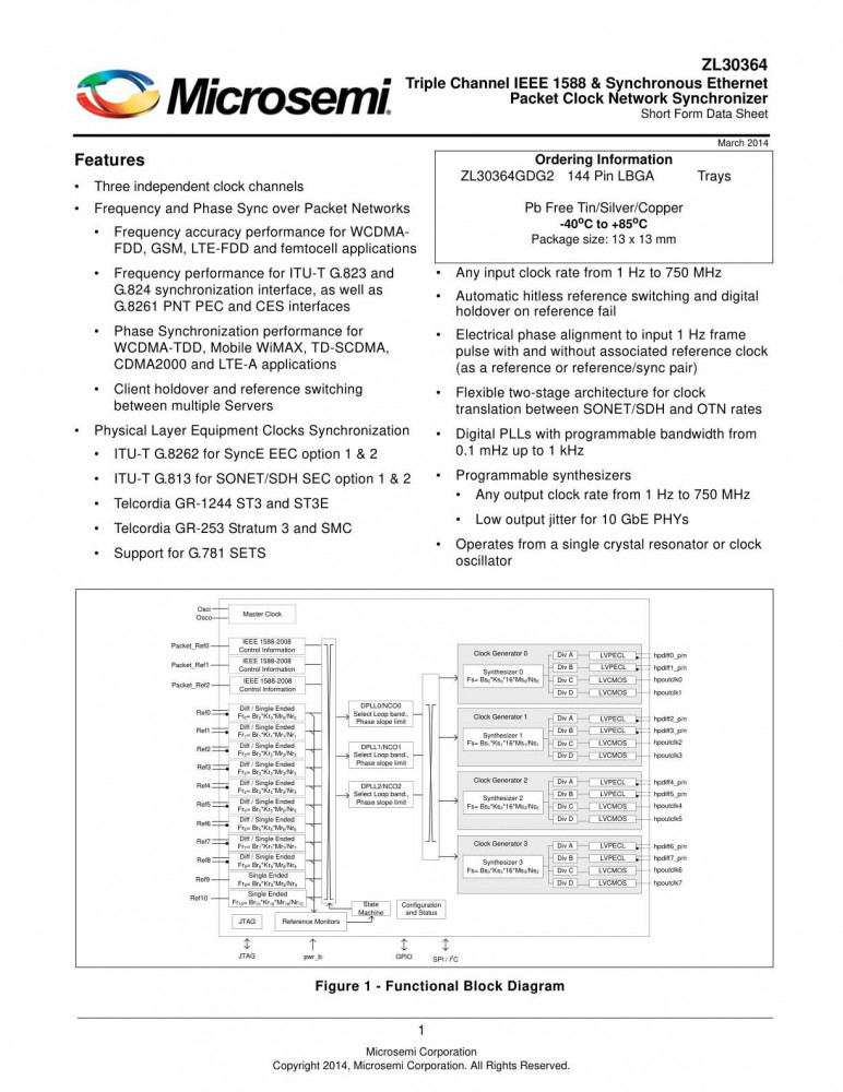 ZL30364GDG2 technical document page 1