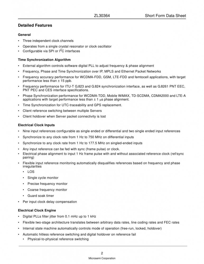 ZL30364GDG2 technical document page 2