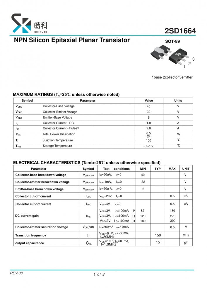 2SD1664Q electrical specifications