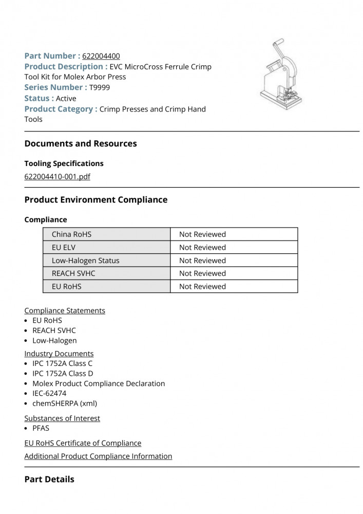 Tooling specification document page 1