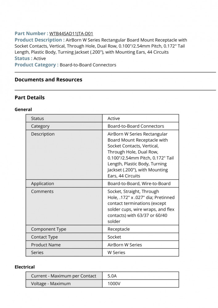 WTB44SAD11JTA-D01 technical document page 1