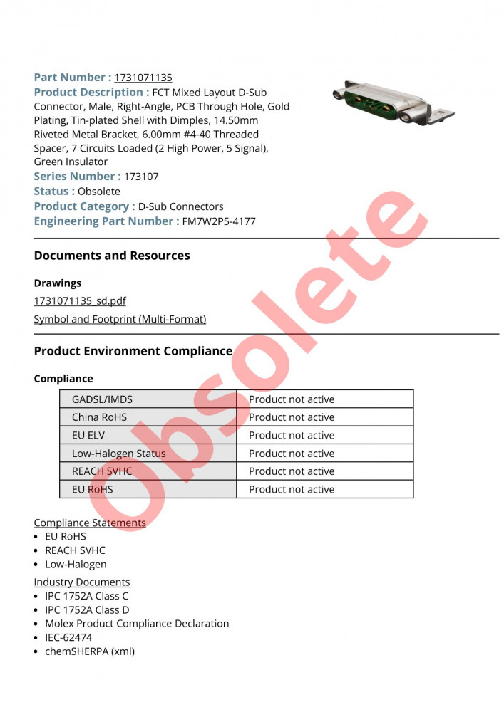 MOLEX 1731071135 technical drawing page 1