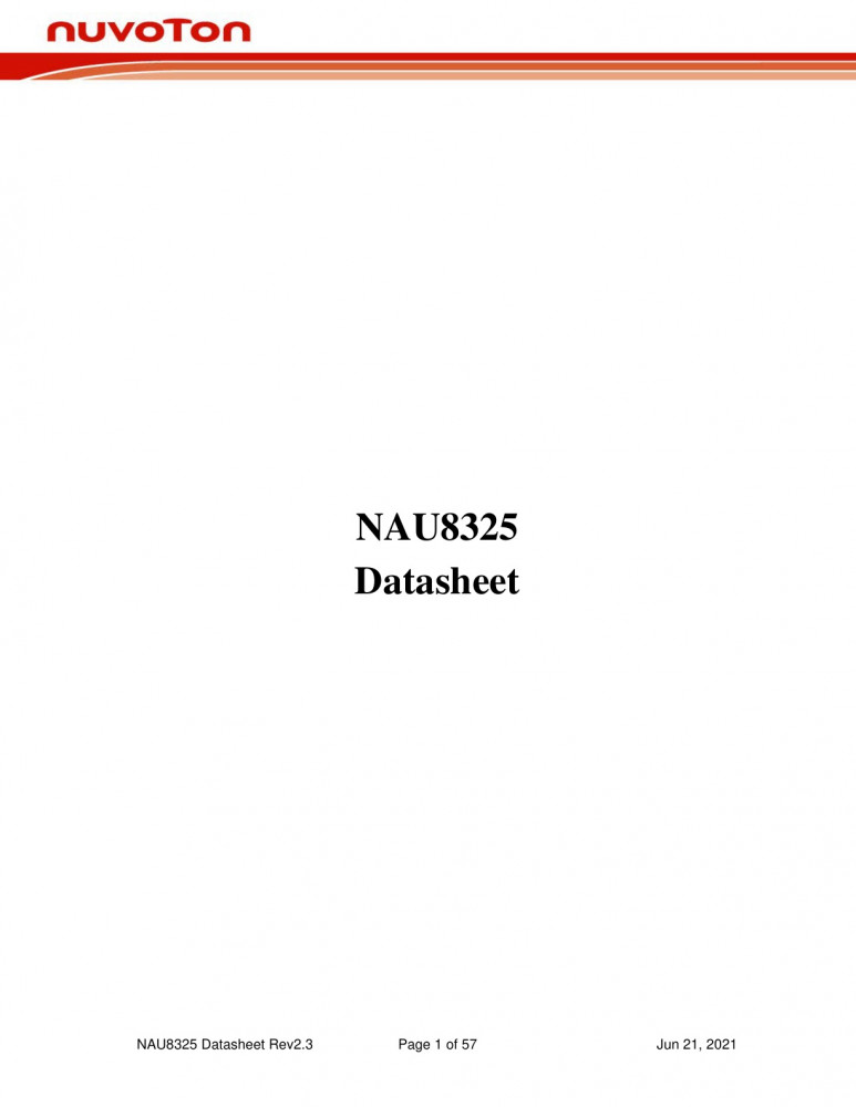 NAU8325 datasheet page 1