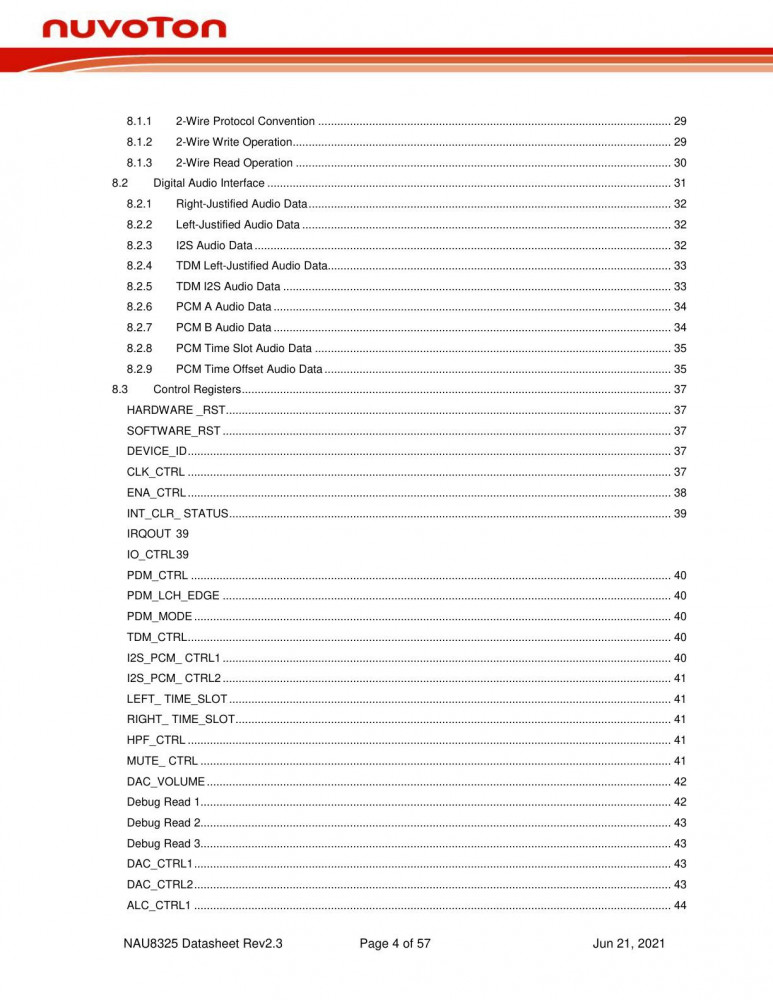 NAU8325 datasheet page 4