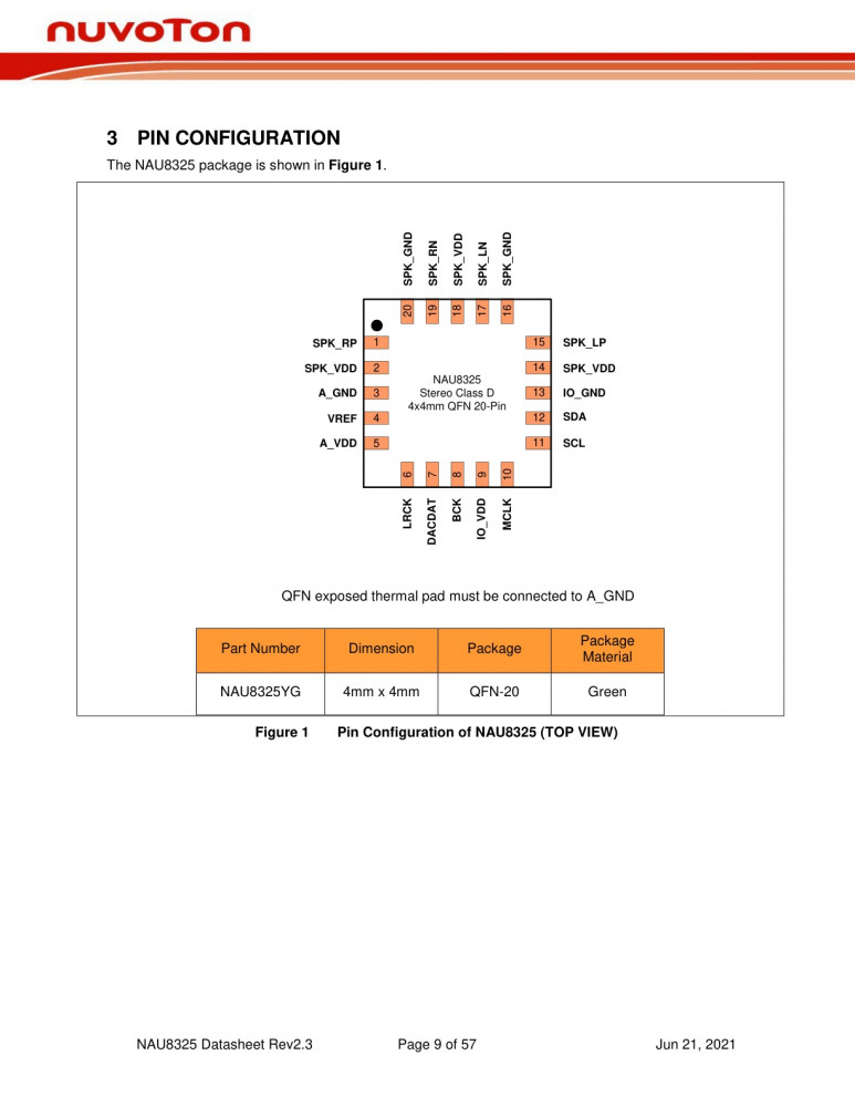 NAU8325 datasheet page 9