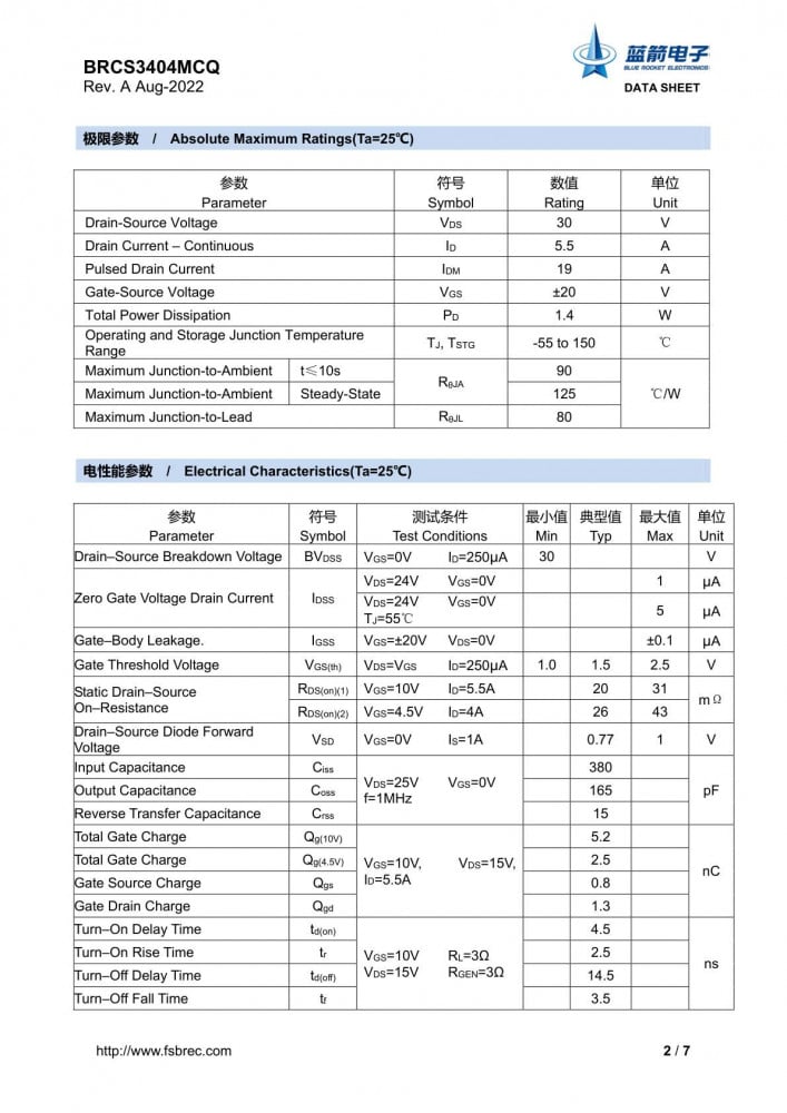 BRCS3404MCQ datasheet page 2