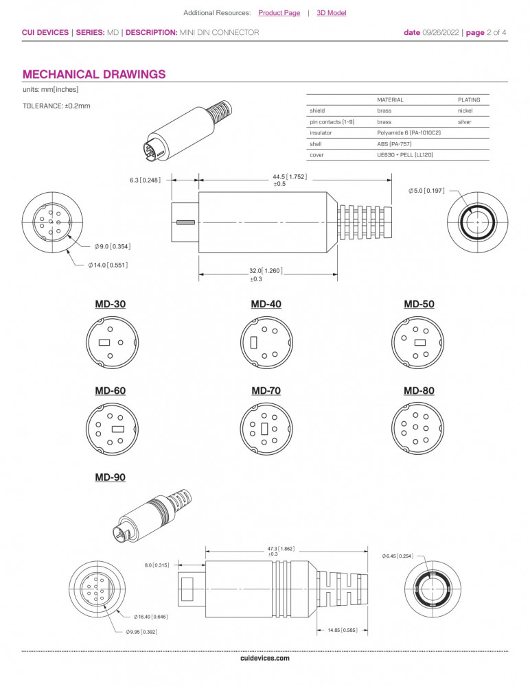 CUI MD-30 datasheet page 2