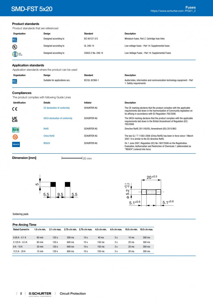 SCHURTER 0034.5621.11 datasheet page 2