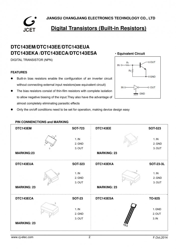DTC143EUA datasheet page 1