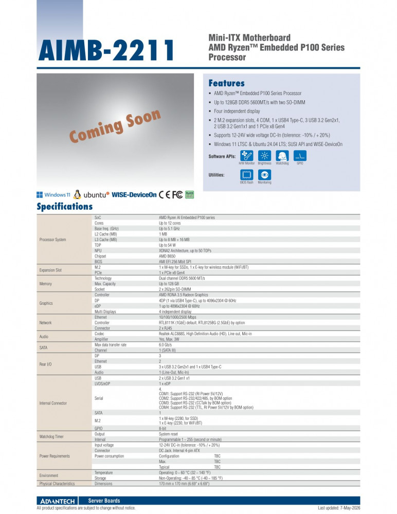 AIMB-2211 product document page 1