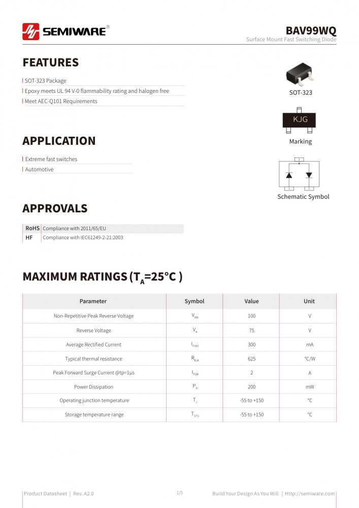 BAV99WQ datasheet page 1