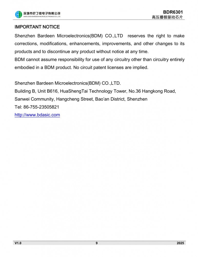 BDR6301 datasheet page 9